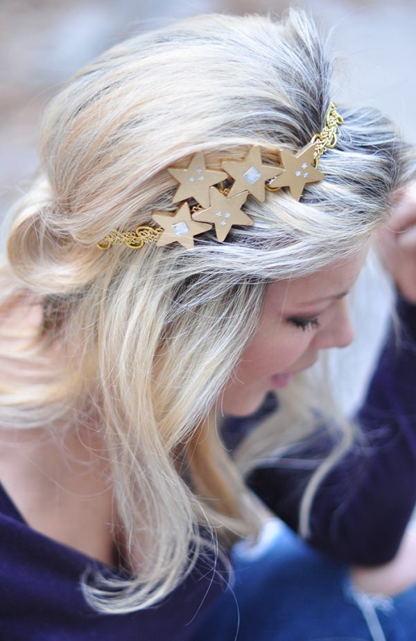 DIY Gold Starry Night Headband