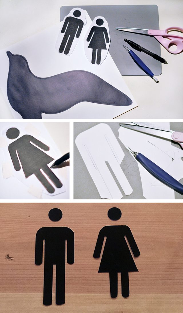 DIY Restroom Signs ~ Woodsy Discs & Modern Decals