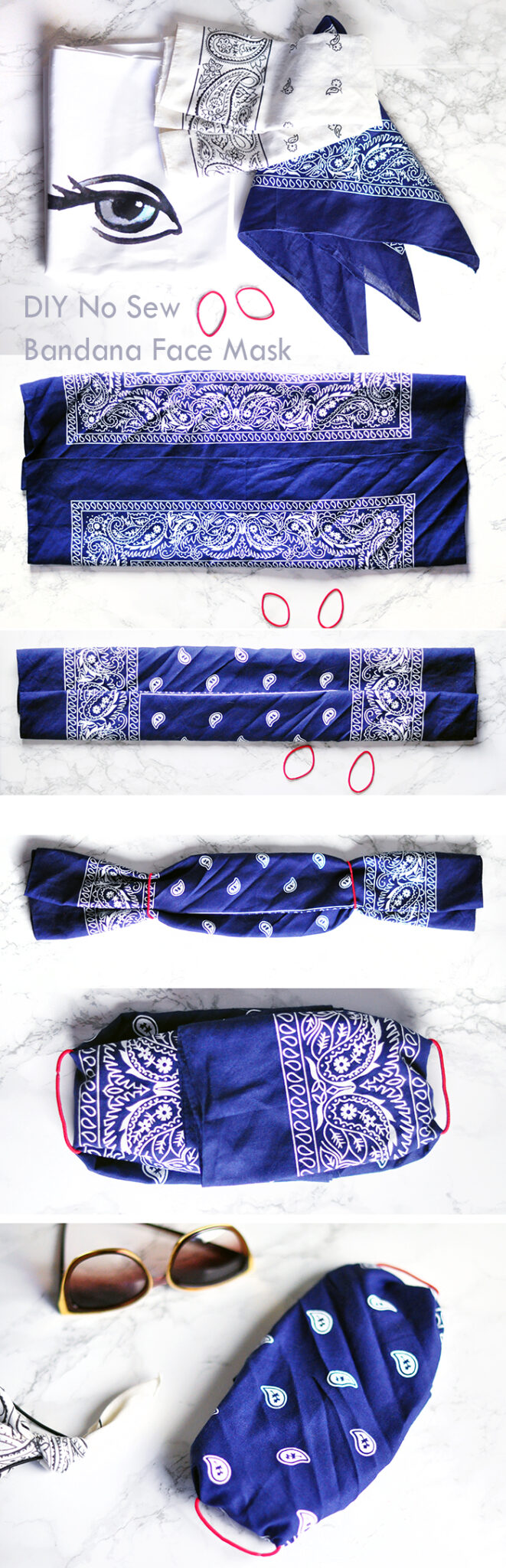 How-To Make a No-Sew DIY Face Mask Using Bandana & Hair Elastics
