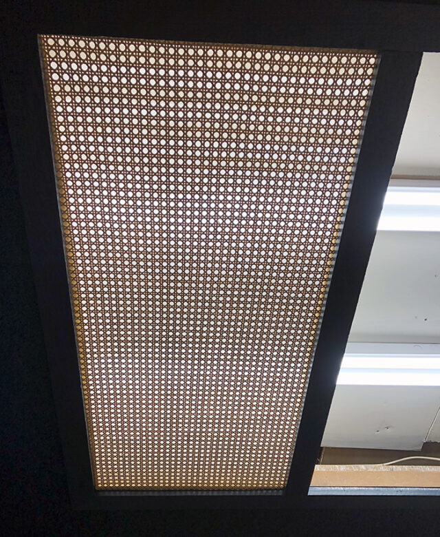 DIY Woven Cane Ceiling Panels for Fluorescent Light Fixture