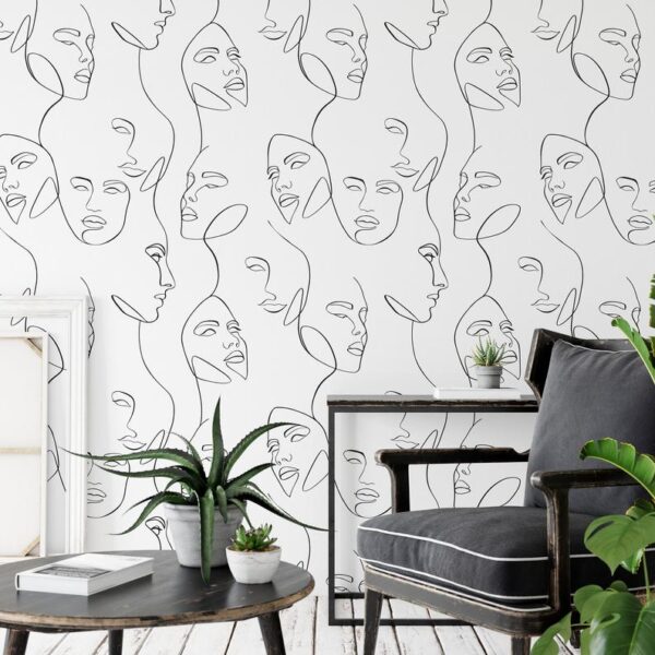 Home Decor // Hand-Painting Walls – Abstract Line Art Faces
