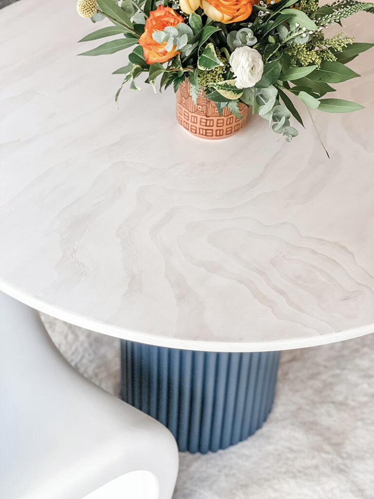 DIY Modern Round Kitchen Dining Table with Contrasting Base