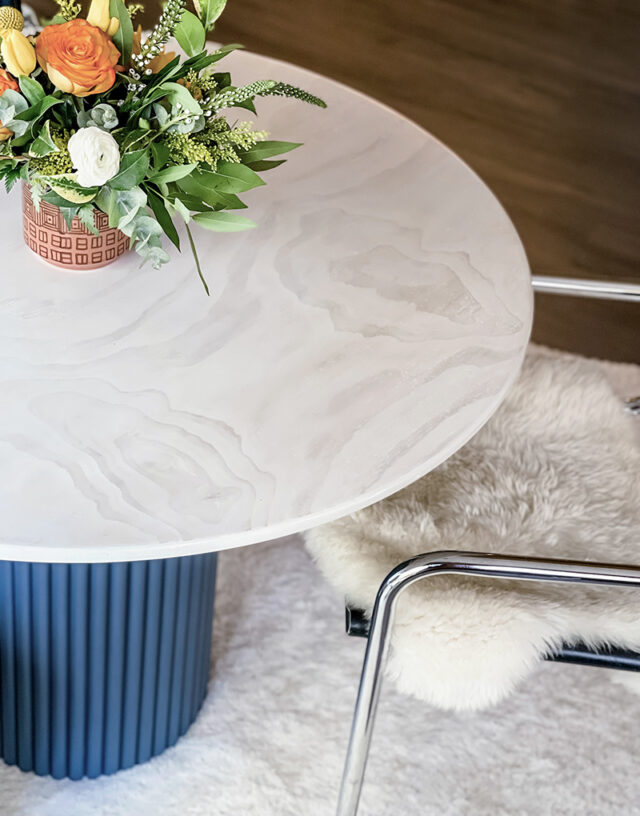 DIY Modern Round Kitchen Dining Table with Contrasting Base