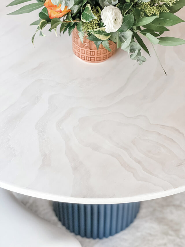 DIY Modern Round Kitchen Dining Table with Contrasting Base