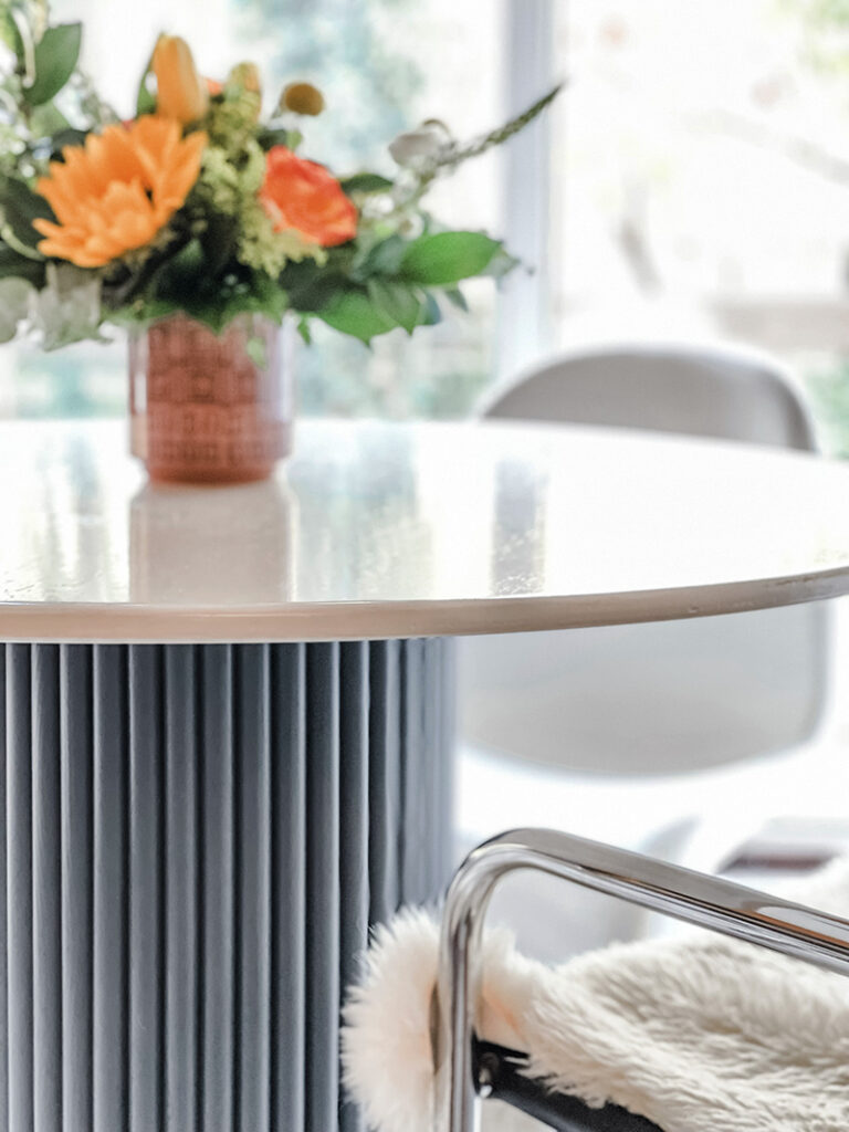 DIY Modern Round Kitchen Dining Table with Contrasting Base