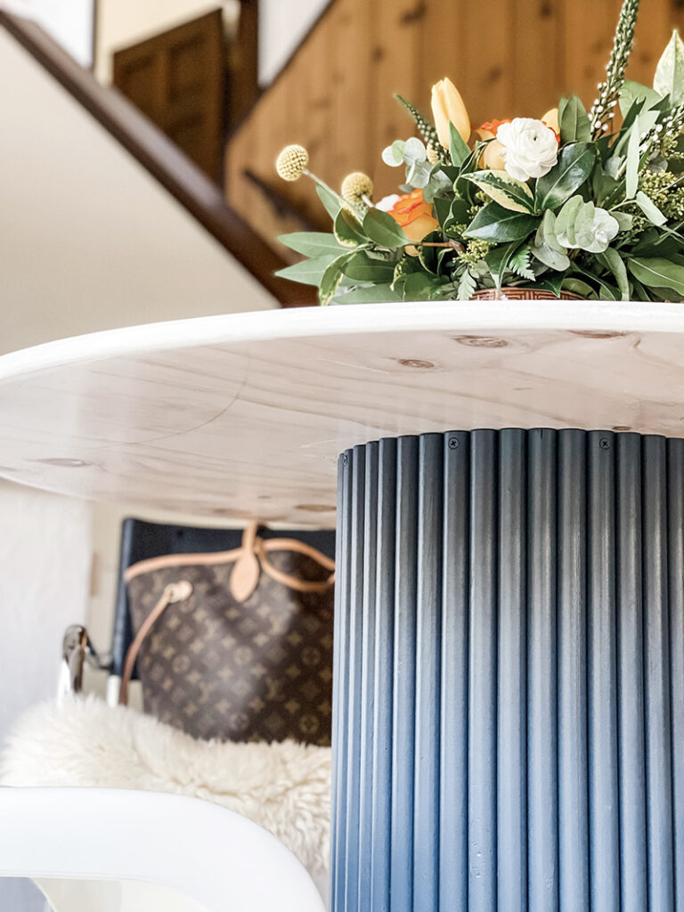 DIY Modern Round Kitchen Dining Table with Contrasting Base