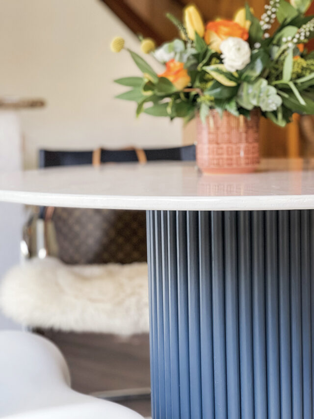 DIY Modern Round Kitchen Dining Table with Contrasting Base