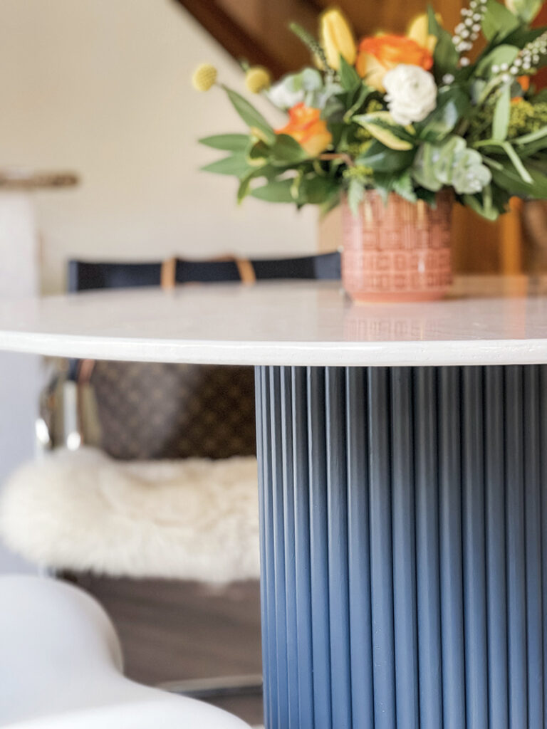 DIY Modern Round Kitchen Dining Table with Contrasting Base