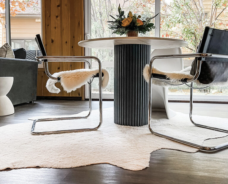 DIY Modern Round Kitchen Dining Table with Contrasting Base