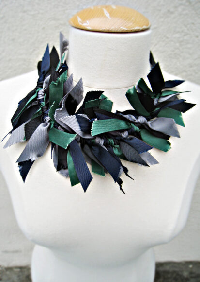 DIY Ribbon & Pearl Accordion Statement Necklace