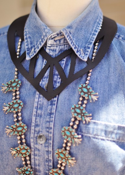 DIY Leather Cut-Out V Necklace