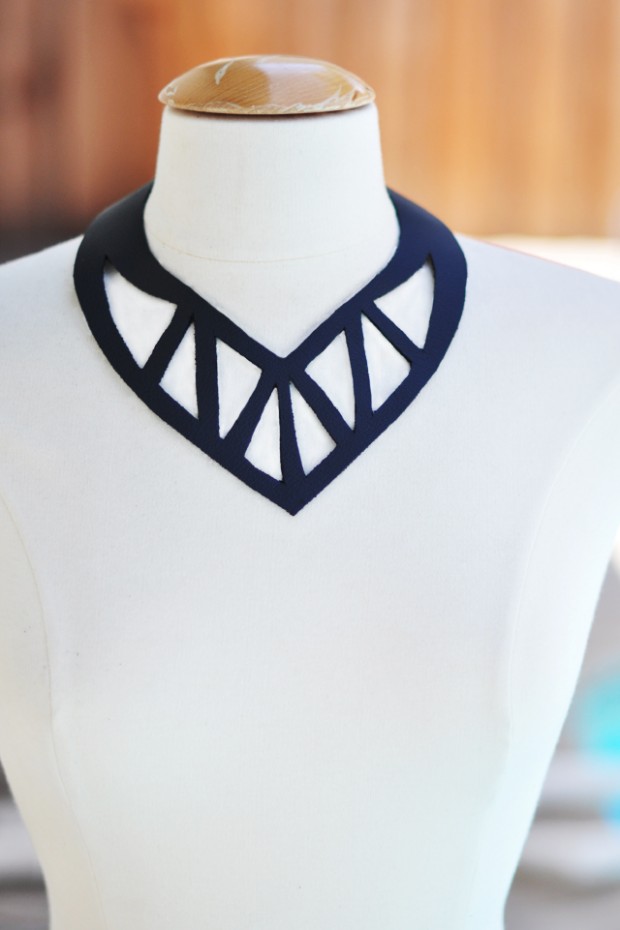DIY Leather Cut-Out V Necklace