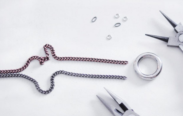 DIY Long O-Ring Double Chain Necklace