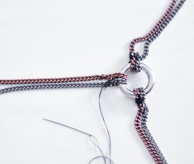 DIY Long O-Ring Double Chain Necklace