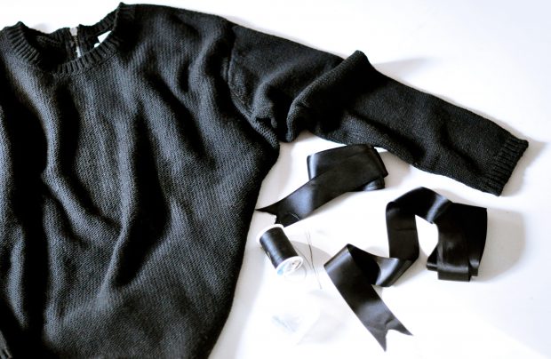 DIY Open Back Sweater with Satin Bow