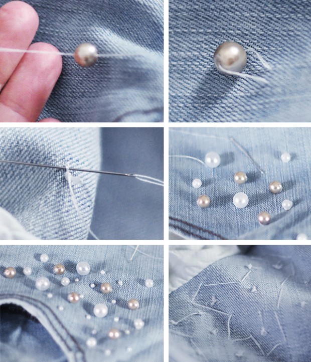 DIY Pearl Embellished Jeans inspired by Paige Denim