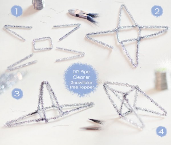 DIY Snowflake Tree Topper with Pipe Cleaners