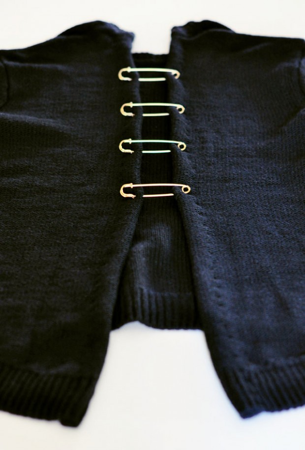 DIY Open Back Sweater w/ Big Pins Inspired by Versace