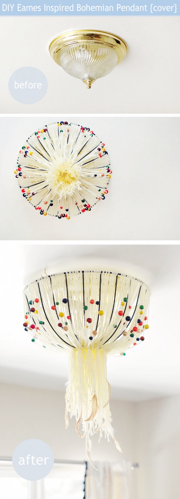DIY Eames Inspired Boho Pendant Lamp -Cover- No Rewiring