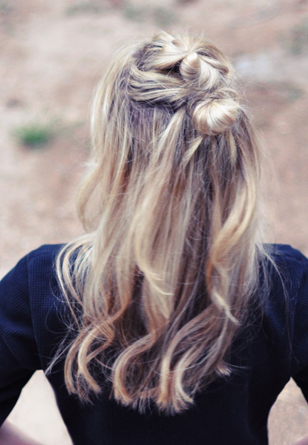 Hair How-To : Half-Up Double Top Knot Tutorial