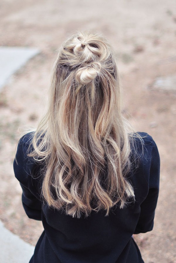 Hair How-To : Half-Up Double Top Knot Tutorial