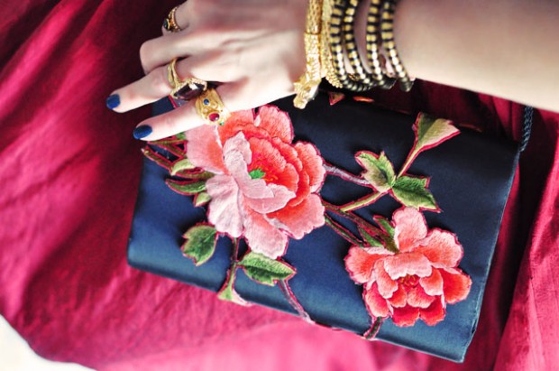 DIY Floral Embroidered Evening Bag, Clutch, Purse