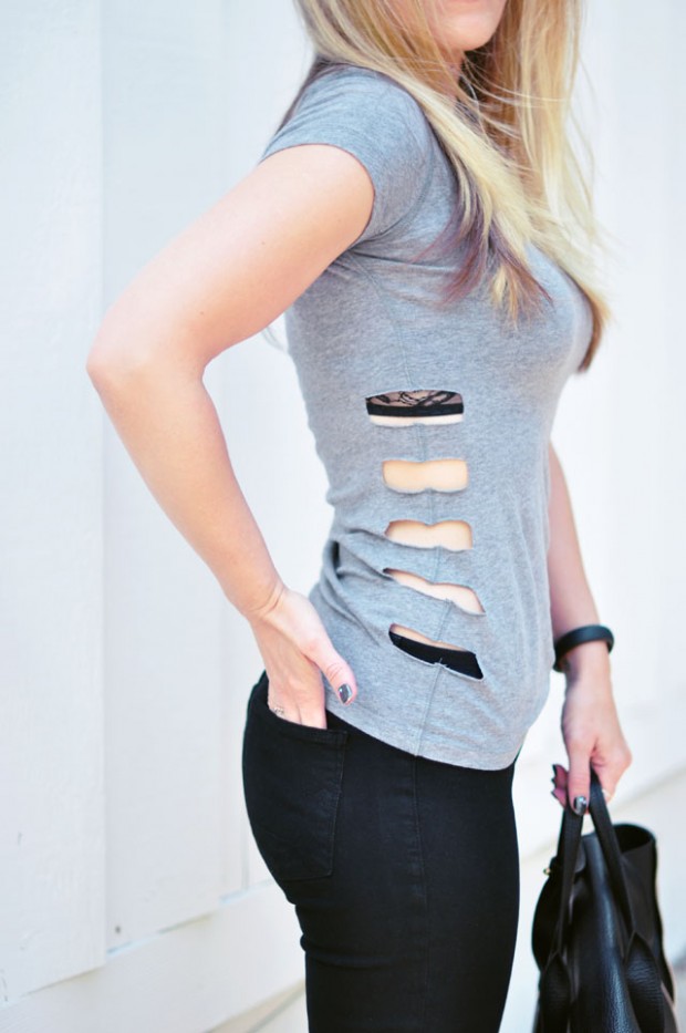 DIY Cut Out T-shirt // Cute & Sporty Asymmetrical Top