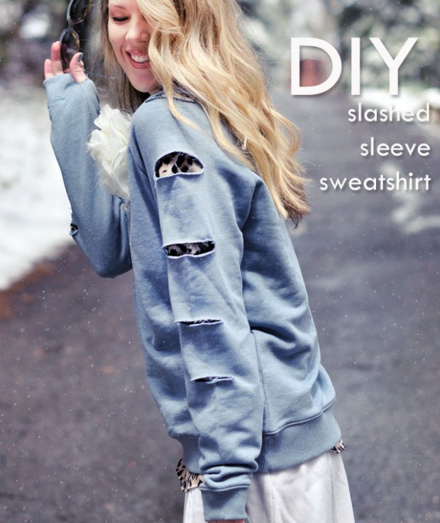 DIY Slashed Sleeved Sweatshirt | Cute & Simple!