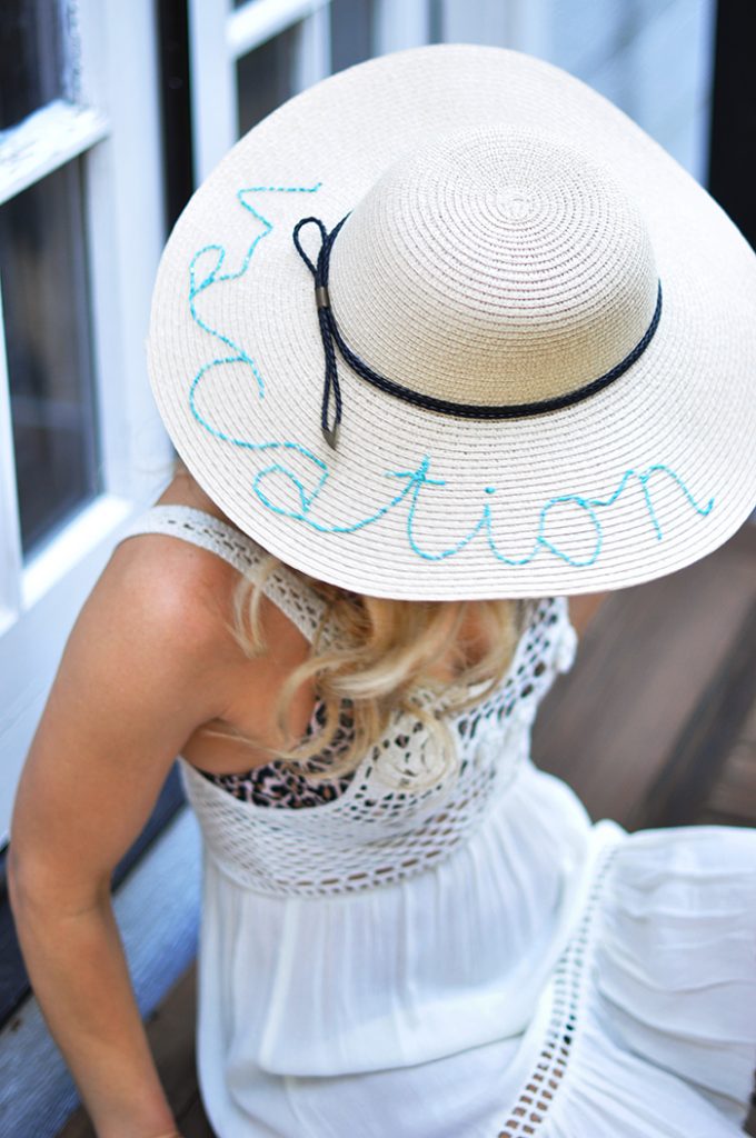 DIY Beaded Catch Phrase Vacation Summer Sun Hat